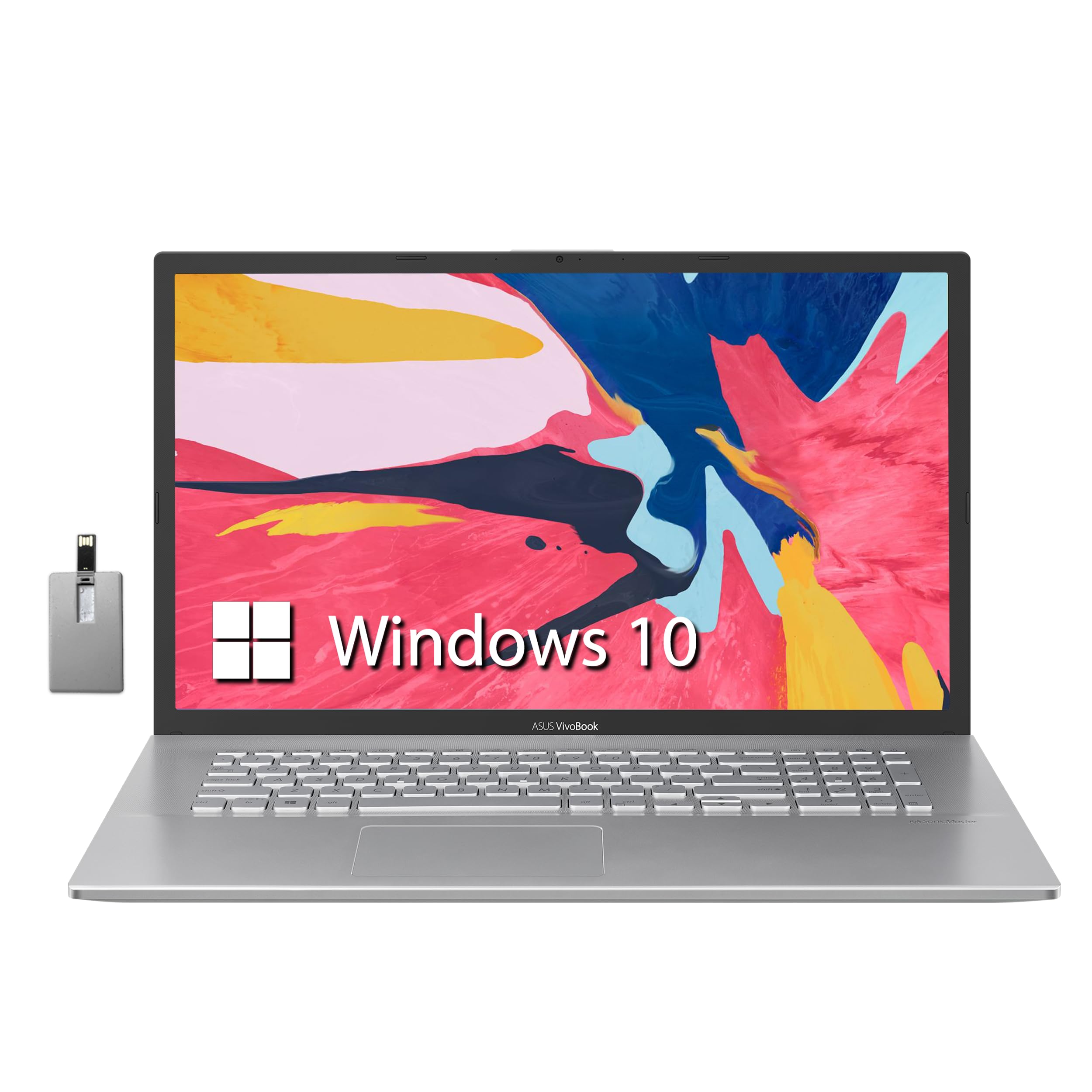 ASUS VivoBook 17 K712EA 17.3'' FHD Laptop, Intel Core i5-1135G7, 24GB RAM, 1TB PCIe SSD, Intel UHD Graphics, Backlit Keyboard, Wi-Fi 6, Windows 10 Home, Silver, 32GB Snow Bell USB Card (Renewed)