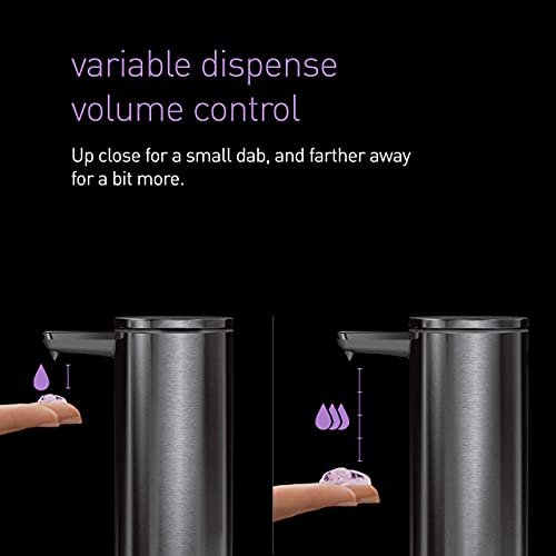 simplehuman 9 oz. Touch-Free Rechargeable Sensor Liquid Soap Pump Dispenser, Brushed Stainless Steel