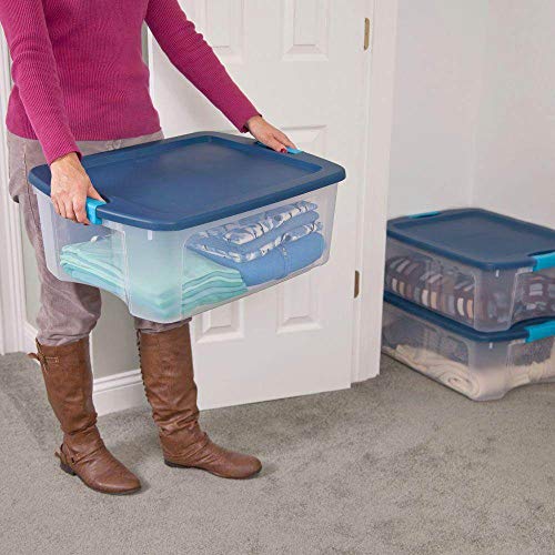 Sterilite 12 Gallon Latch and Carry Storage Tote Box Container, Clear (12 Pack)