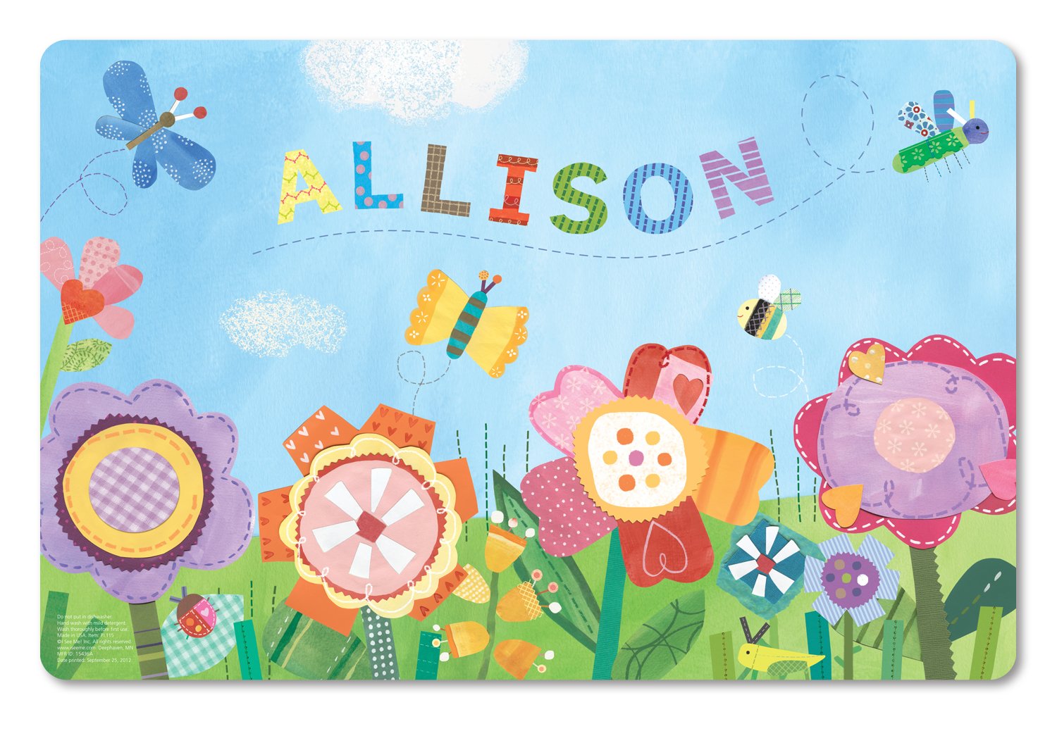 Personalized Placemat for Kids, Flowers - I See Me!