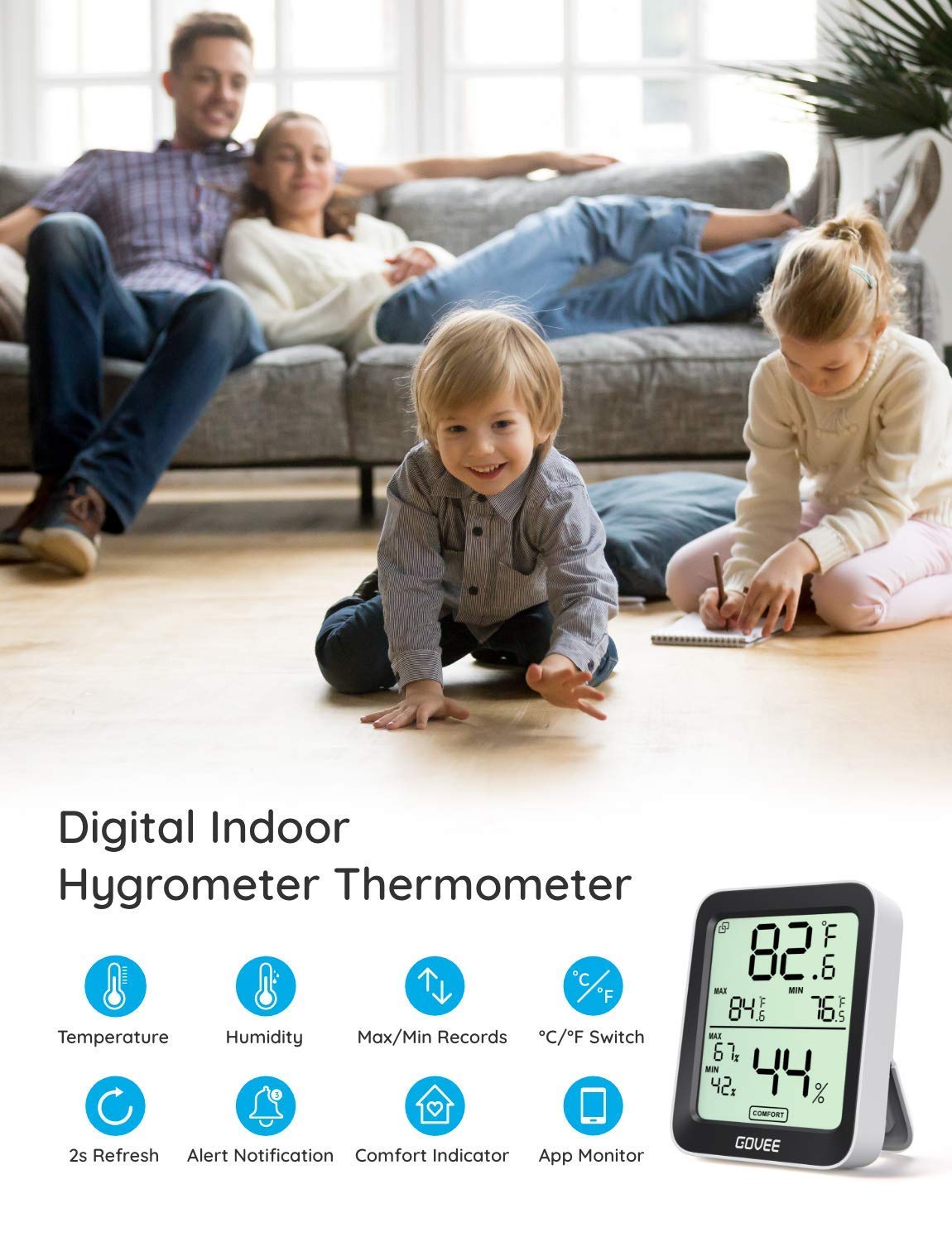 Govee Hygrometer Thermometer H5075 Bundle with Govee Temperature Humidity Monitor 2-Pack