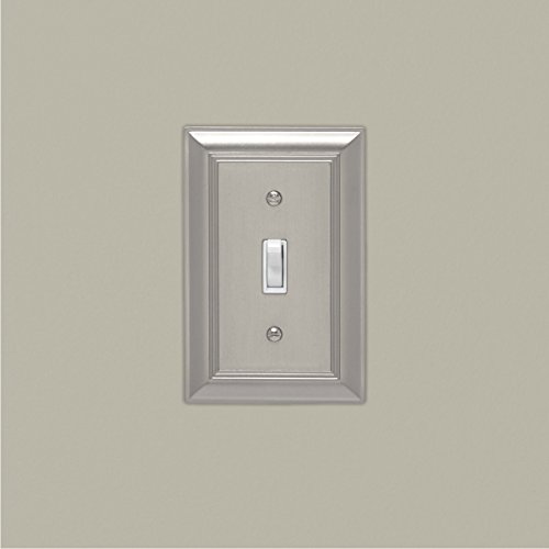Amazon Basics Single Toggle Light Switch Outlet Wall Plate, Satin Nickel, 3-Pack