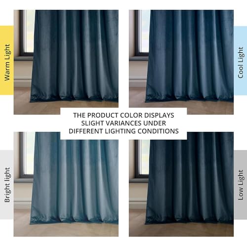 HPD Half Price Drapes Heritage Plush Velvet Curtains 96 Inches Long Room Darkening Curtains for Bedroom & Living Room 50W x 96L, (1 Panel), Avalon Blue