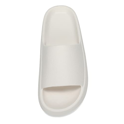 Dirk Slides for Women and Men Sandals Pillow Slippers Shower shoes Cushioned Cloud Slides,White,9 Women/7 Men