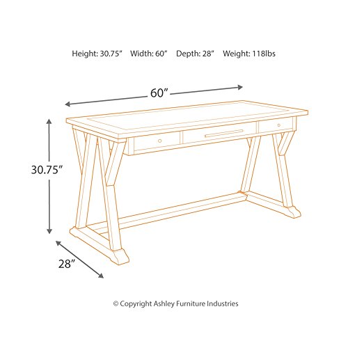 Signature Design by Ashley Luxenford Rustic Farmhouse 60" Home Office Desk with Drawers, Distressed Gray
