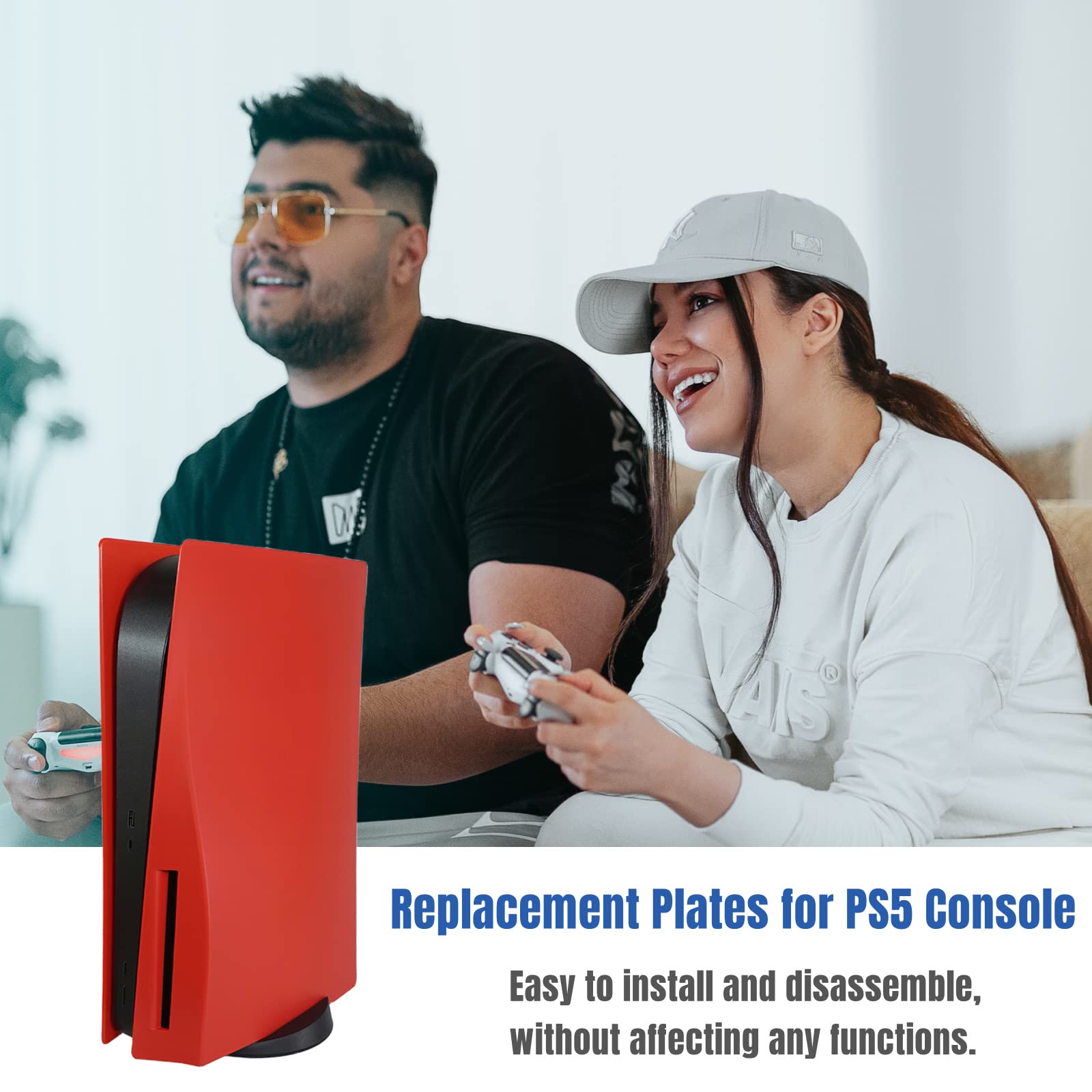 Disc Edition Face Plates Cover Skins Shell Panels for PS5 Console, Playstation 5 Accessories Faceplate Protective Shell Replacement Plate Dustproof Anti-Scratch (Disc Red)