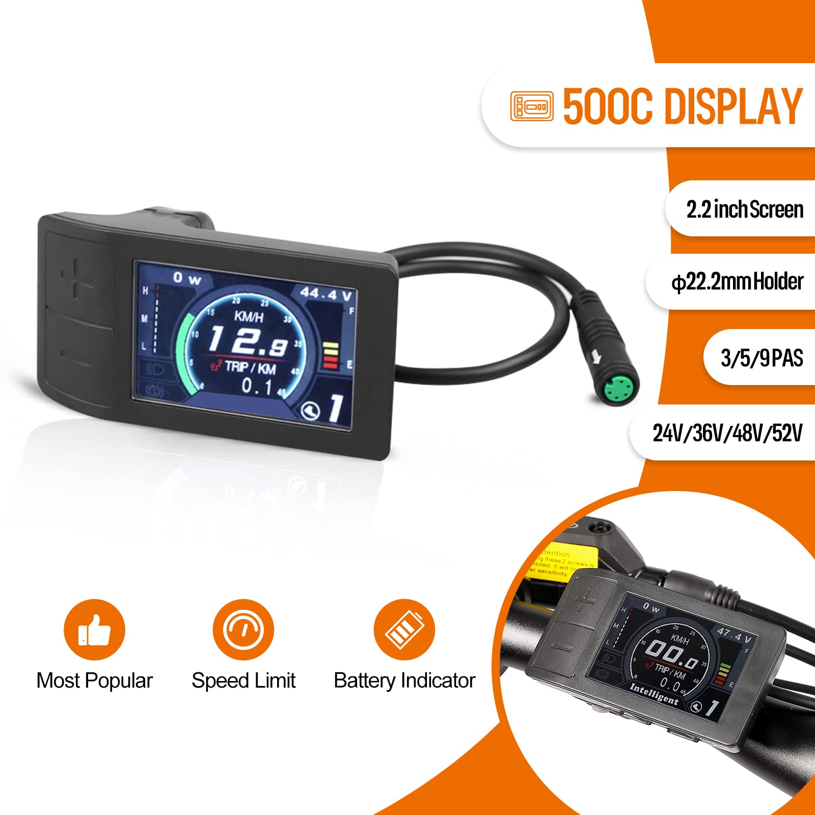 BAFANG 1000W Mid Drive Kit : BBSHD 48V Mid Motor for 68mm Bottom Bracket, 500C Display and 46T Chainring, 8Fun Electric Bike Conversion Kit for Mountain City Ebike - No Battery