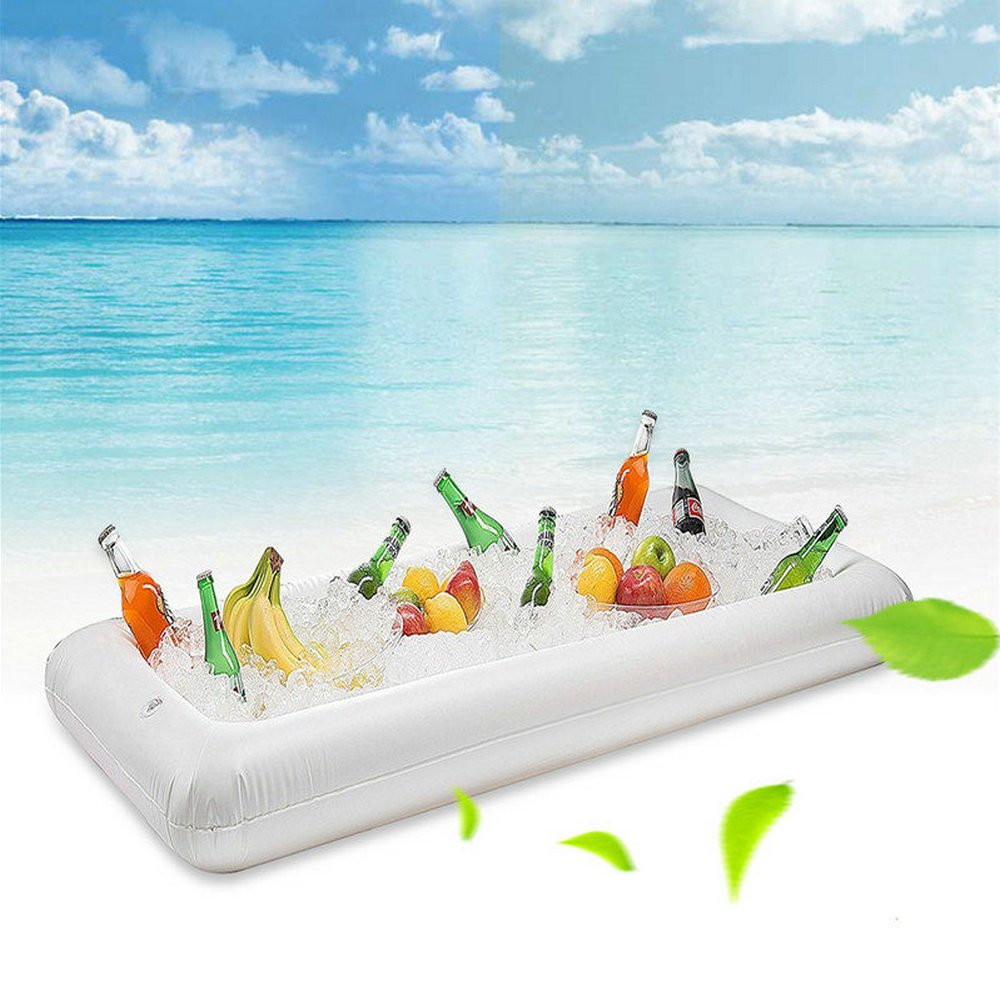 Inflatable Serving Bar Salad Buffet Ice Tray Food Drink Cooler for Picnic Luau Pool Party with Drain Plug, 2 Pack