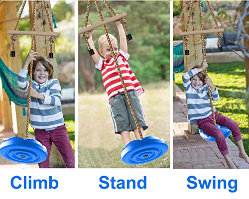 Disc Swing for Kids, Swing Set Accessories, KINSPORY 7FT Height Adjustable Gym Monkey Bars, Tree Swing for Backyard, Outdoor Play Equipment - Blue