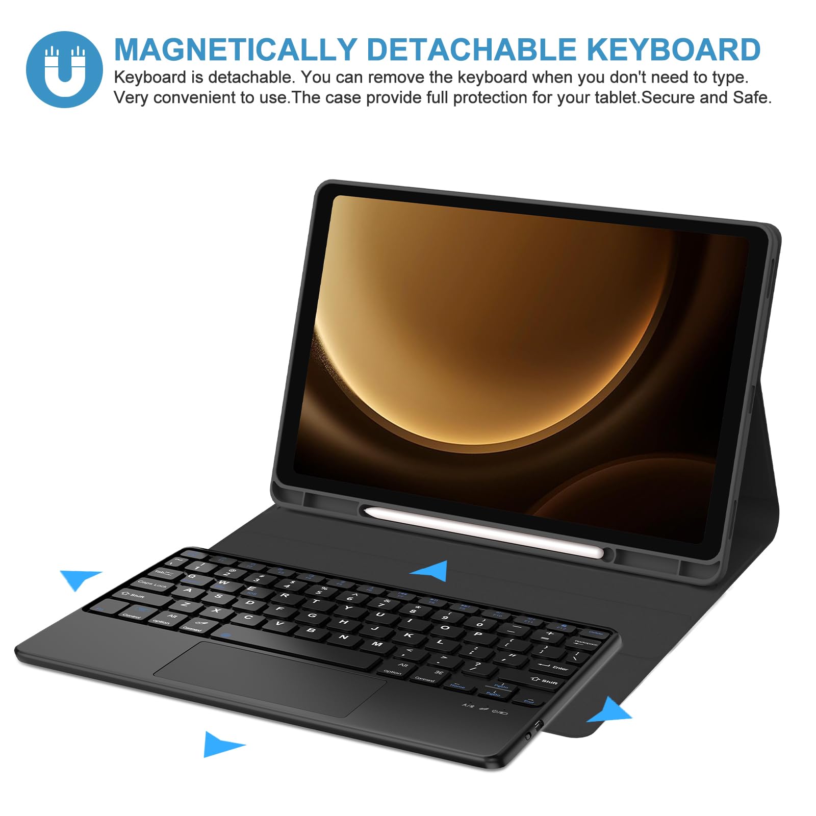 BORIYUAN Keyboard Case for All-New HD 10/HD 10 Plus Tablet 11th Generation 2021 Release 10.1",7 Colors Backlit Detachable Keyboard Slim Folio Smart Cover for HD 10/10 Plus 2021- Black