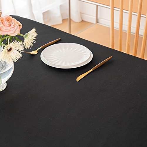 Hstbgdlk 2 Pack Black Tablecloth Fitted Table Covers for 6 Foot Rectangle Tables - Water Resistant Washable Fabric Polyester Rectangle Table Clothes for Parties, Trade Show(72L x 30W x 30H Inches)