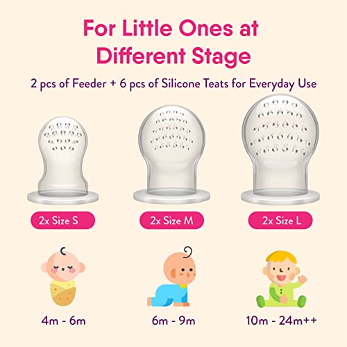 NatureBond Baby Food Feeder/Fruit Feeder Pacifier (2 Pack) - Infant Teething Toy Teether | Includes Additional Silicone Sacs