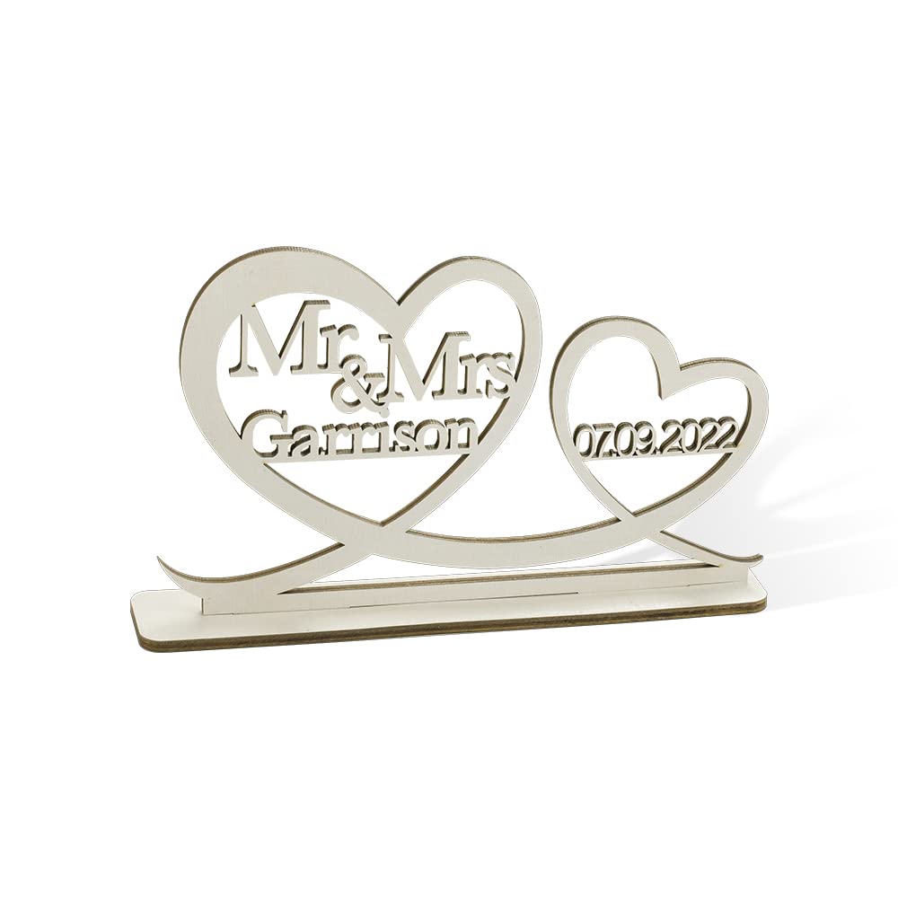 Custom Mr And Mrs Family Name Sign Personalized Sweetheart Wedding Table Decor Last Name Sign for Wedding Anniversary Wedding Keepsakes | Table Centerpiece Wedding Sign Wedding Gift for Bride Groom