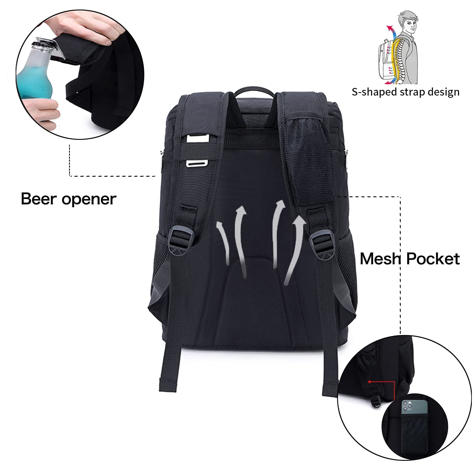 Backpack Cooler Leakproof, Insulated Lunch Backpack 35 Cans Cooler Backpack Camping Cooler for Hiking Beach Picnic Fishing Camping Park Daytrip