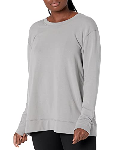 Amazon Brand - Daily Ritual Women's Relaxed Fit Terry Cotton and Modal Tie-Back Sweatshirt, sharkskin grey , XX-Large