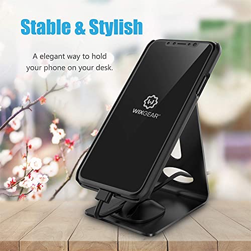 WixGear Cell Magnetic Phone Stand, Premium Phone Holder for iPhones, Android Smartphones & Mini Tablets –Sturdy Metal Phone Stand for Desk with Smart Cord Holder, Magnetic Cell Phone Mount