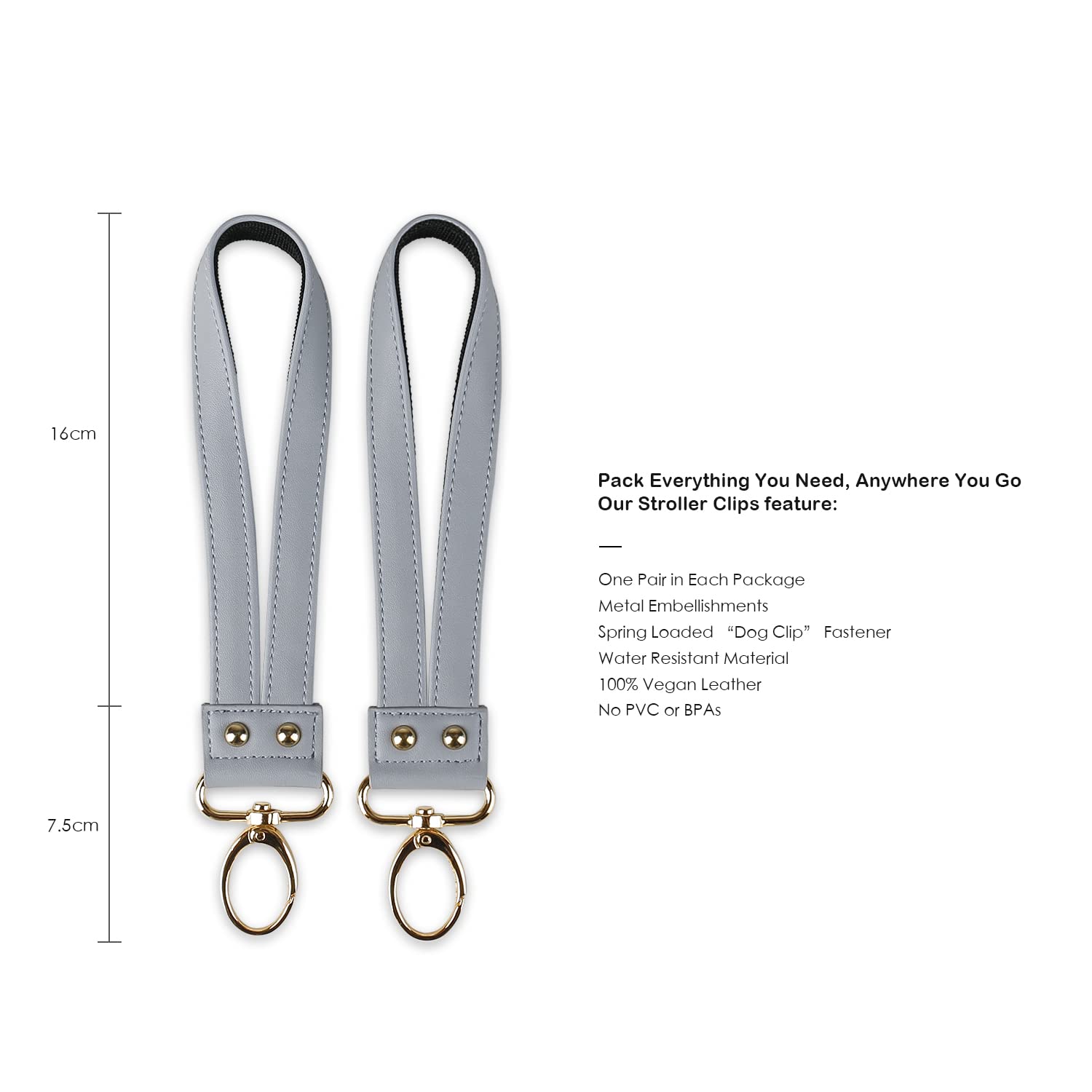 Baby Stroller Hooks Bag Hooks 2PCS Universal Diaper Bag Clips for Stroller,Car Seat Hooks Mommy Clip for Shopping Bag (Grey)