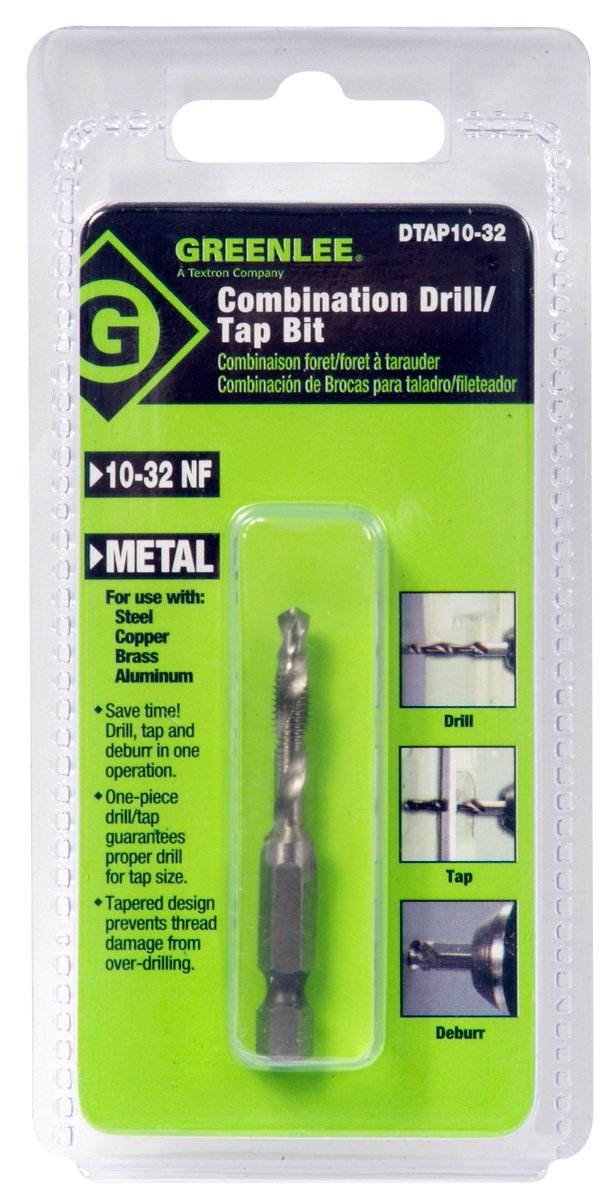 Greenlee Drill/Tap/Countersink Bit, 10-32X2 1/4 L