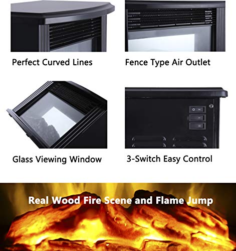 DONYER POWER 13" Height Mini Electric Fireplace Tabletop Portable Heater, 1500W, Black Metal Frame,Room Heater,Space Heater