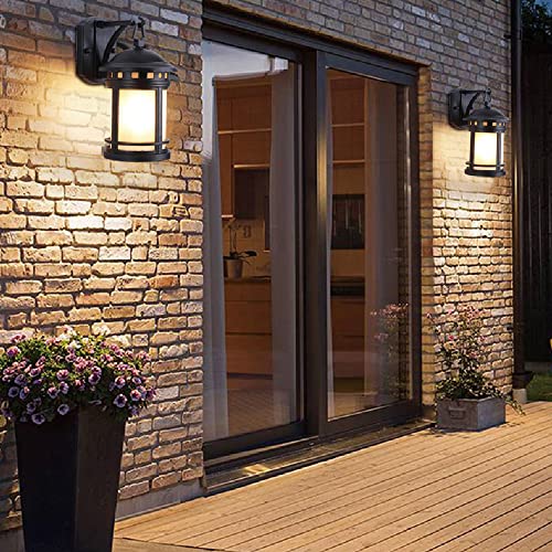 HSPHFX Wall Lantern Coach Lamp Industrial Steampunk Cage Fixture Outdoor Home Wall Sconce Mount with Clear Glass Shade - Dusk to Dawn Exterior Sensor - for Pasture Restaurant Garden Factory