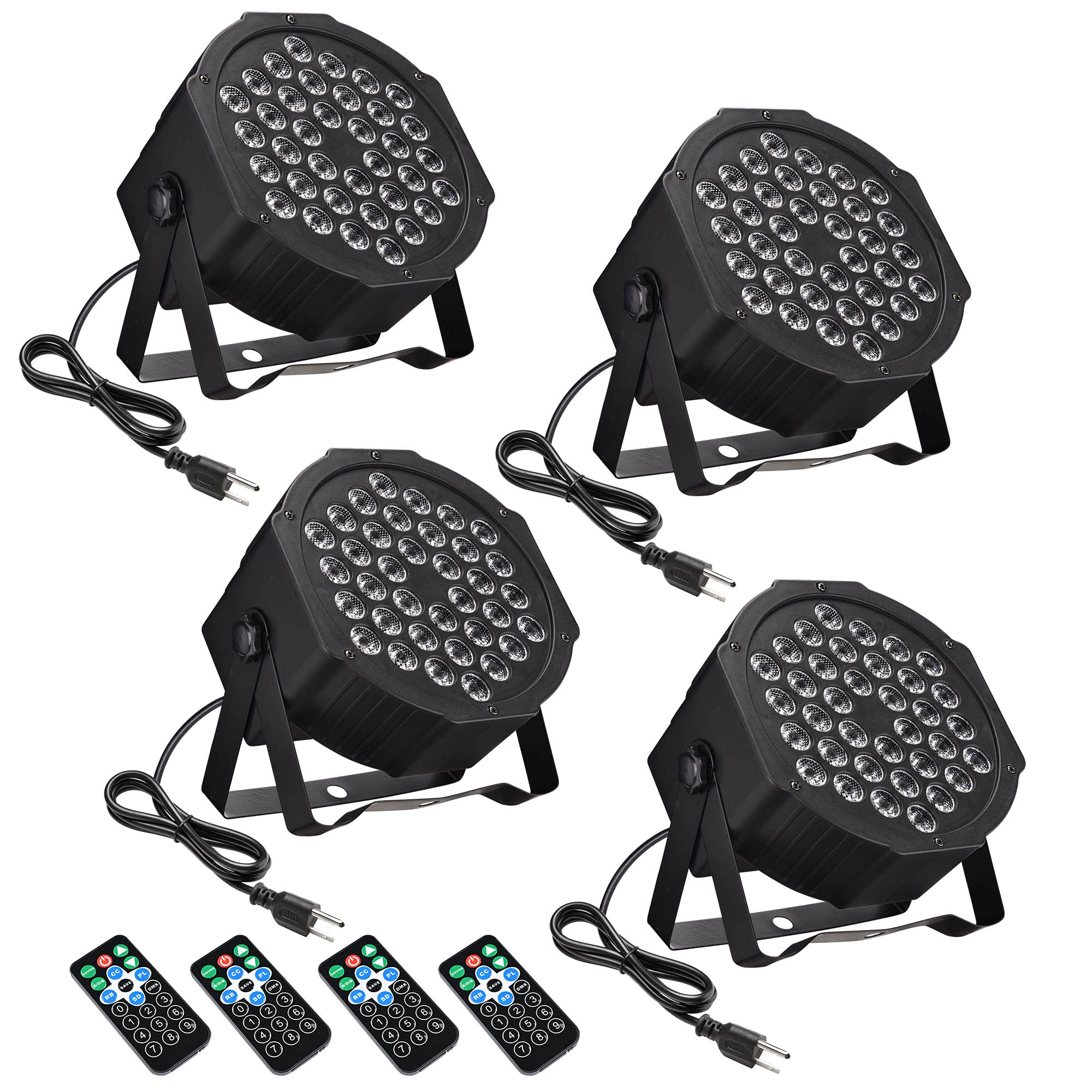 AW 4 Pack 3 in 1 Stage Par Light 36 LED RGB DMX 512 Control Sound Activated DJ Stage Lighting Disco Party Show Club KTV