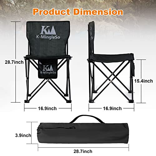 K-MingleSo Upgraded Camping Chair with Front and Large Back Pocket, Lightweight Portable Folding Chair for Fishing Hunting BBQ Travel Picnic Backpacking
