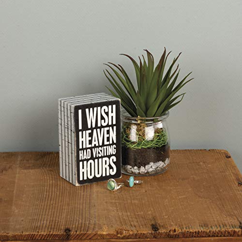Primitives by Kathy 28462 Pinstripe Trimmed Box Sign, 2.5 x 4-Inches, Visiting Hours , Black