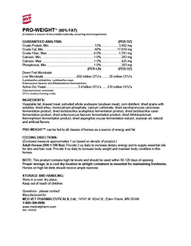 Med-Vet Pharmaceuticals Pro-Weight 10lb for Healthy Weight Gain in Horses