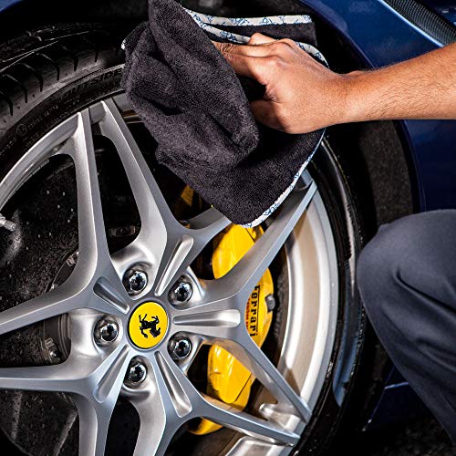 MW Pro Detail Microfiber Car Towels (24"x 36") | 400 GSM | 80/20 Blend | Tagless | Soft Satin Piped Edges | All-Purpose Auto Detailing - Wax, Buff, Polish, Wash, Dry | 2 Pack (Black)