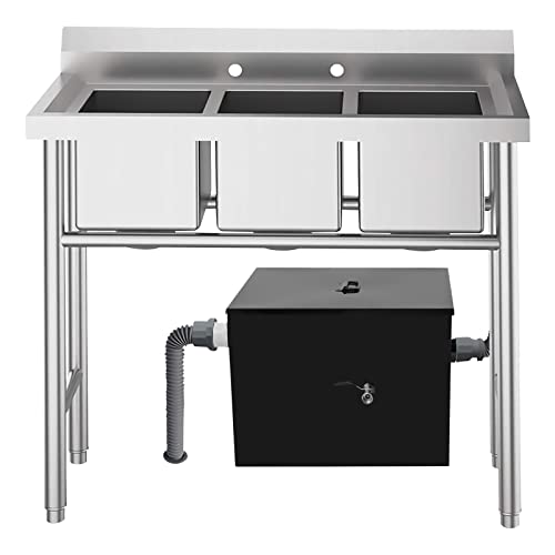 MARTEXBUY Commercial Grease Interceptor 40LB, Stainless Stee Grease Trap, Grease Interceptor Trap with Side Water Inlet, Under Sink Grease Trap for Restaurant Canteen Factory Home Kitchen