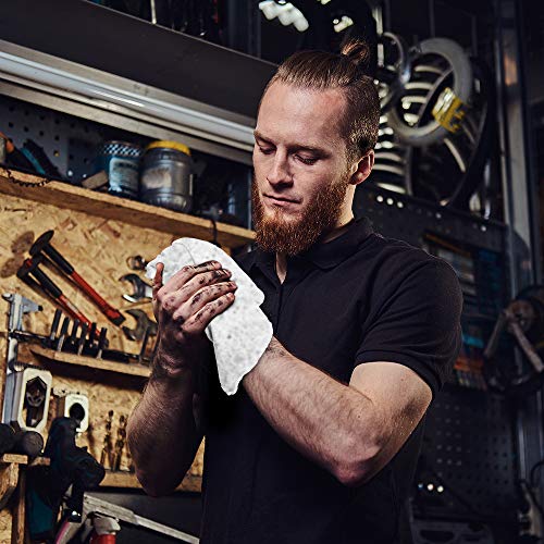 Nabob Wipers Auto Mechanic Shop Towels 100 Pack Shop Rags 100% Cotton Size 14"x14" Commercial Grade (100 Pack, White)