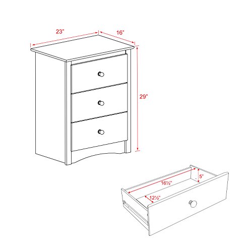 Prepac Fremont Nightstand, Tall 3-Drawer, Espresso