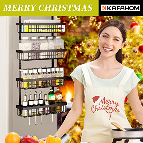 KAFAHOM Magnetic Spice Rack for Refrigerator, 4 Pack Spice Racks Organizer, Magnet Spice Rack Saves Space in Fridge, Kitchen Spice Storage Rack,Black