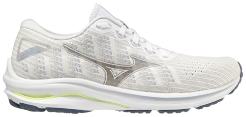 Mizuno Women's Wave Rider 25 WAVEKNIT™ | neutral Support Running Shoe |Eco Friendly Materials | Waveknit- Nimbus Cloud/White | US 8