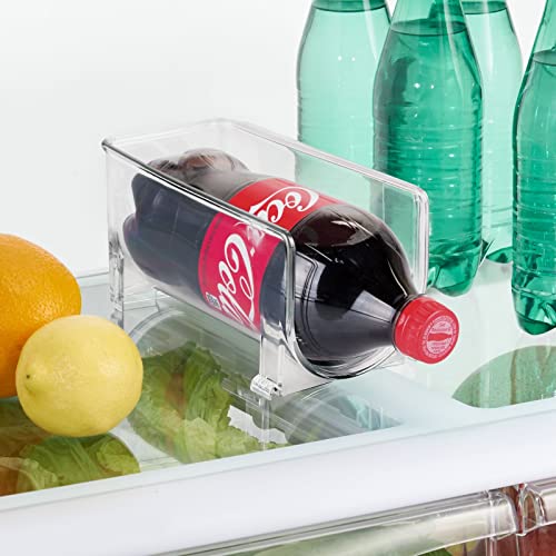 mDesign Plastic Free-Standing Water Bottle Holder Storage Organizer, Wine Rack for Kitchen Countertops, Table Top, Pantry, Fridge - Stackable, Each Rack Holds 1 Bottle, 4 Pack - Clear