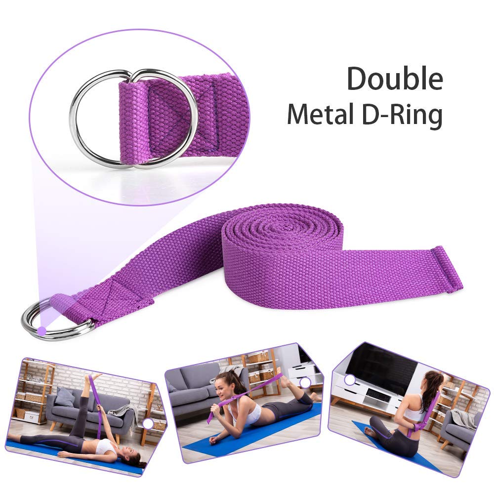 Arltb Yoga Block 2 Pack Yoga Blocks and Strap Set - 4 x 6 x 9 inch (Purple)