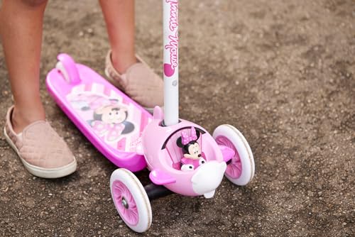 Huffy Disney Minnie Mouse Toddler Scooter, Ideal for Ages 3+, 3 Wheels, Wide Pink Deck with Minnie Mouse Graphics, Easy-Balance Scooter, Durable, Safe and Comfortable