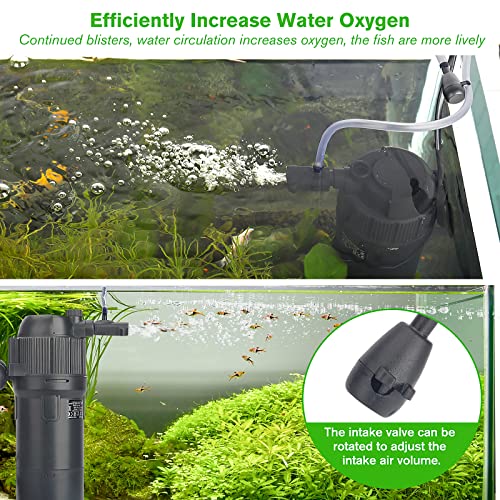 hygger 4-in-1 Submersible U-V Filter Pump, Internal Green Water Killer with Timer, 210GPH 8W Adjustable Fish Tank Filter, Increase Oxygen for 40-80 Gallon Aquarium Tank