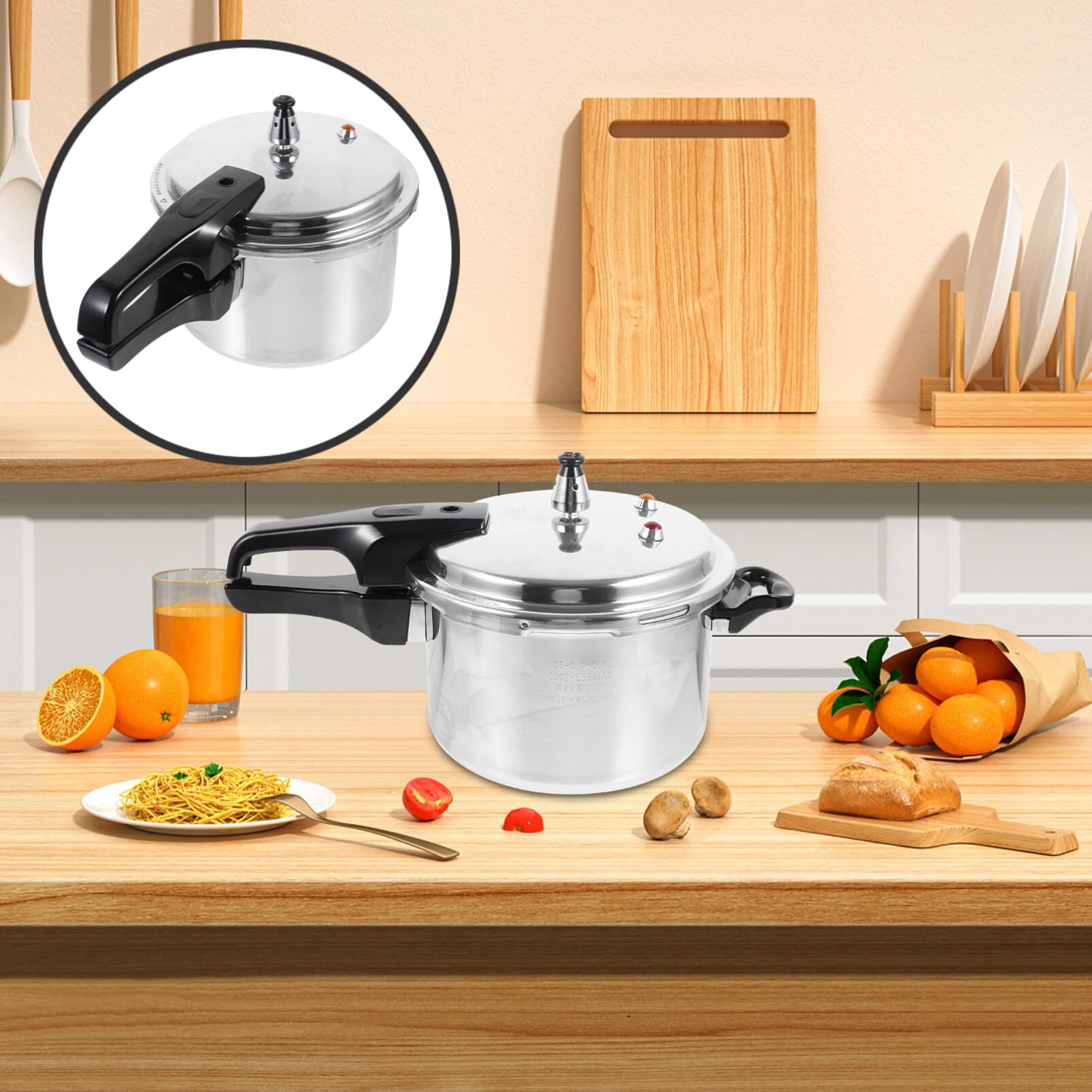 DOITOOL Aluminum Pressure Cooker 22cm/8.7inch Bottom Mini Pressure Cooker for Gas Stove Induction Cooker, Silver