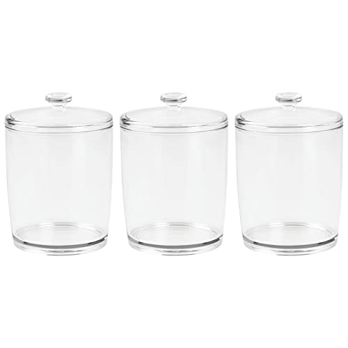 mDesign Plastic Laundry Shelf Storage Organizer Jar Holder Set for Laundry Room Storage - Holds Detergent Powder, Pods, Clothes Pins, Dryer Sheets, Scent Boosters - 3 Pack - Clear