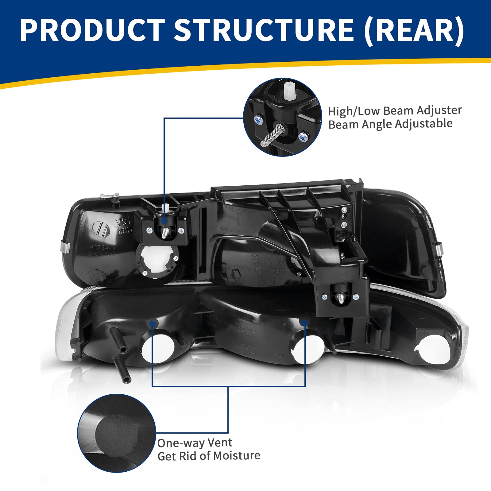 AUTOSAVER88 Headlight Assembly Compatible with 1999-2002 Chevy Silverado 1500 2500/2001-2002 Chevy Silverado 1500HD 2500HD 3500/2000-2006 Tahoe Suburban 1500 2500 Headlamp with Bumper Lights