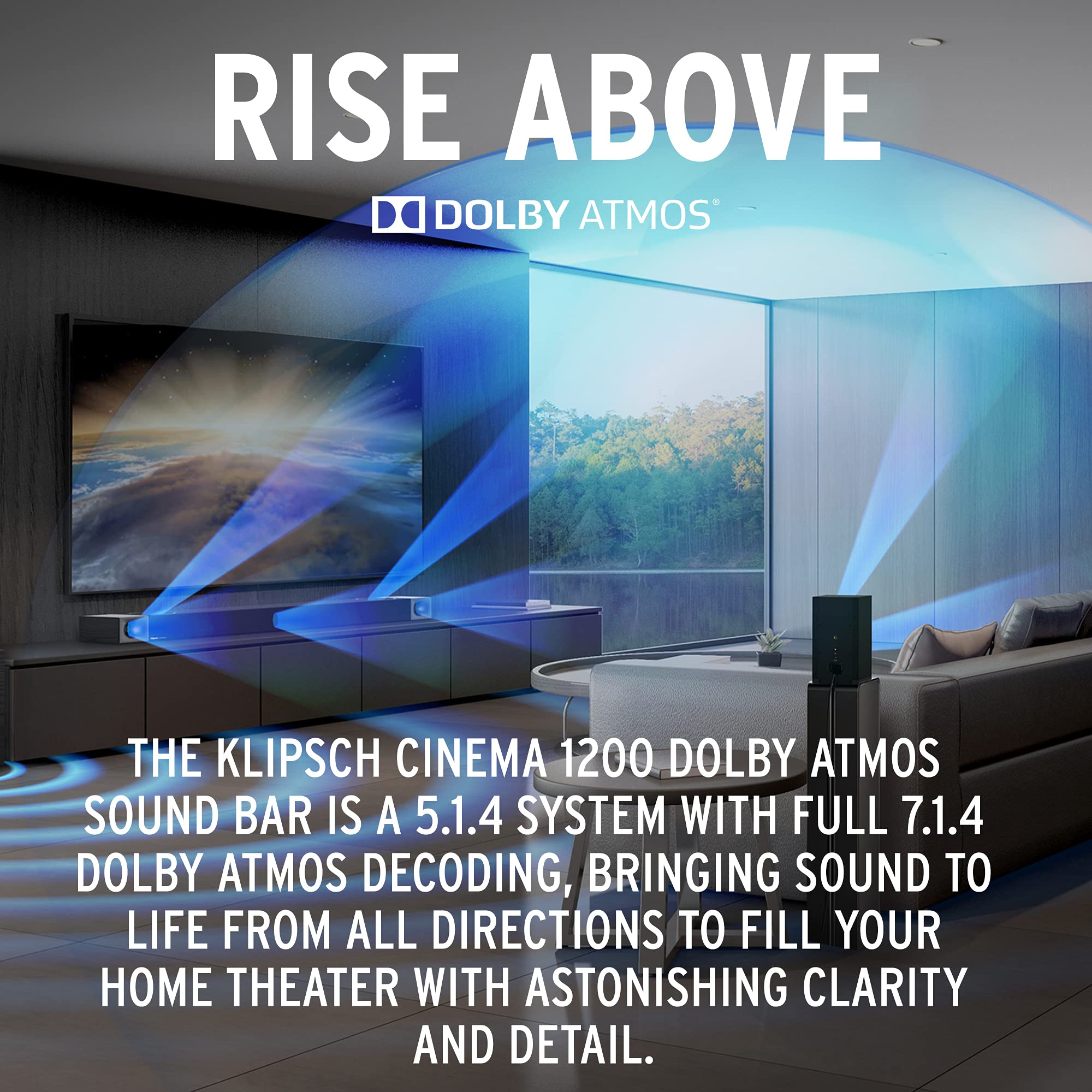 Klipsch Cinema 1200 5.1.4 Dolby Atmos Sound Bar and Surround Sound System