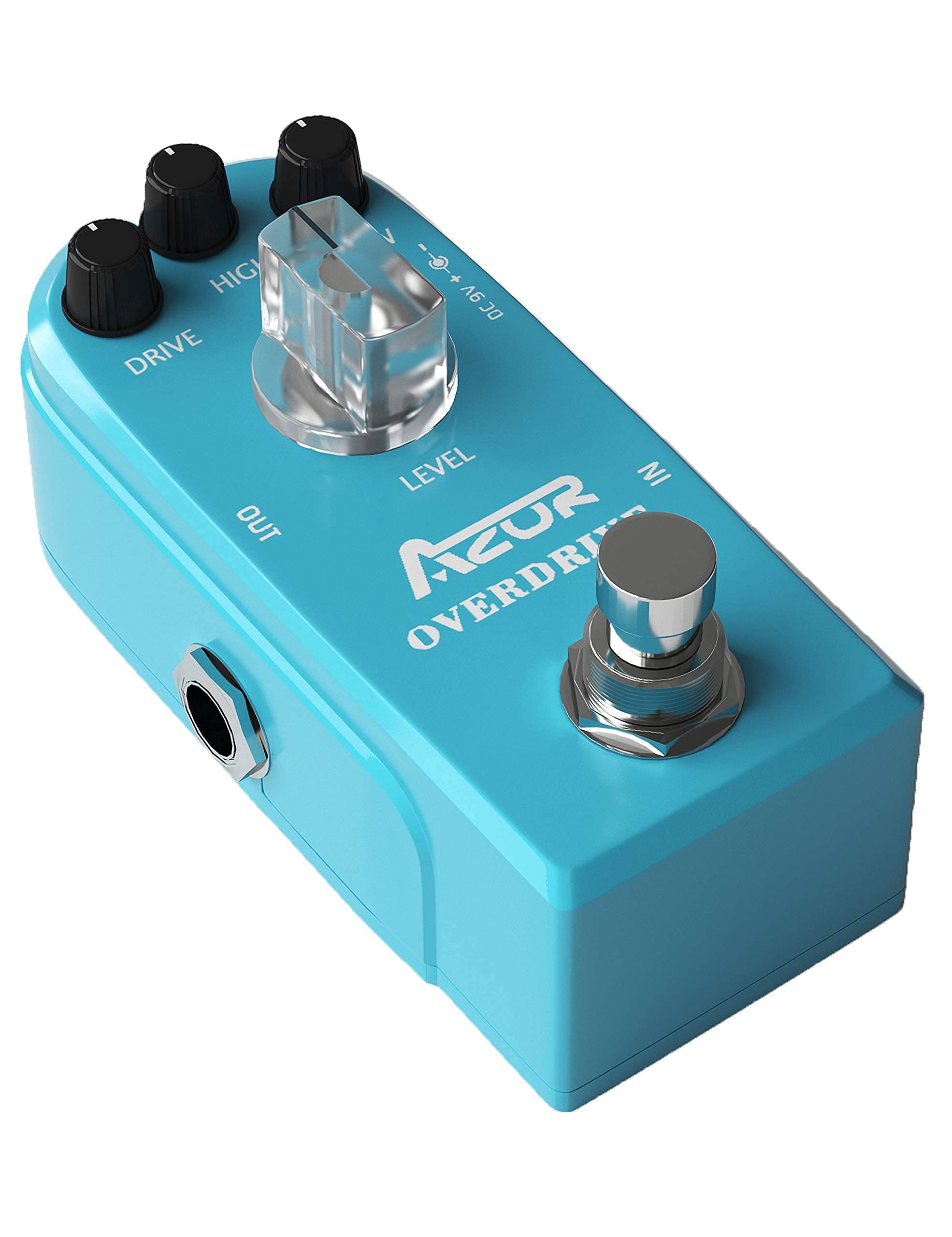 AZOR Overdrive Guitar Effect Pedal Vintage Effect Drive High/Low 3 Modes Mini Pedal with Guitar Pedal Power Cable,9V Battery Clip Converter Power Cable