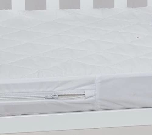 Waterproof Quilted Crib Zip Mattress Protector 6 Sided Waterproof Pad Encasement Cover Soft Thick Absorbent 28x52x5 Inches Quilted encsaement Crib 28x52x7
