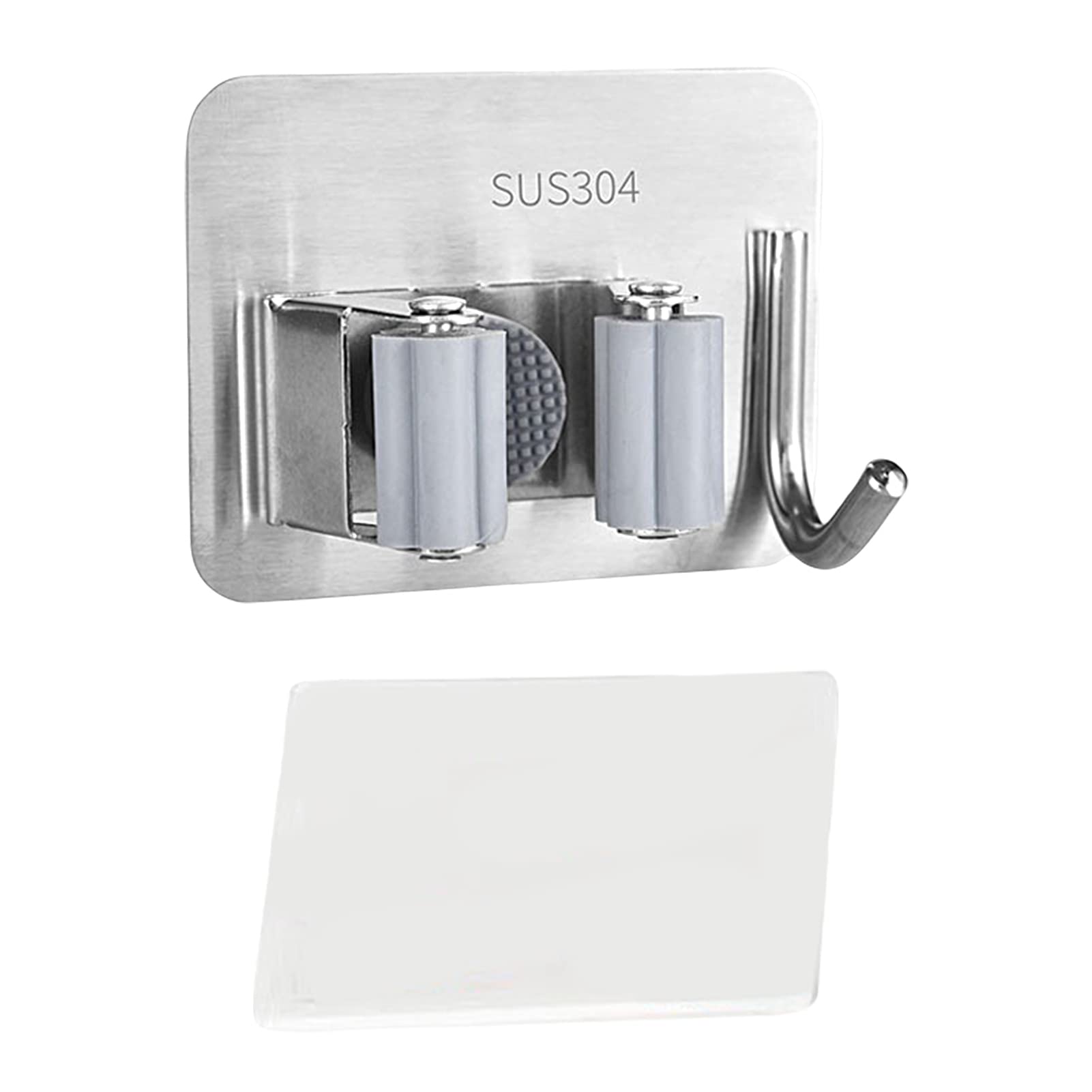 Broom Holder Storing Wall-mounted Balcony Garage Wall Hanging Mop Broom Storage Rack for Daily Use Silver
