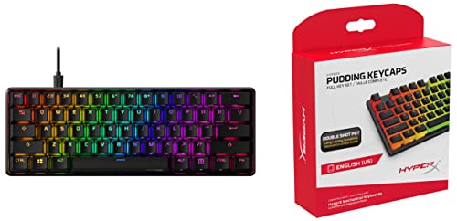 HyperX Alloy Origins 60 - Mechanical Gaming Keyboard & Pudding Keycaps - Double Shot PBT Keycap Set with Translucent Layer, for Mechanical Keyboards - Black