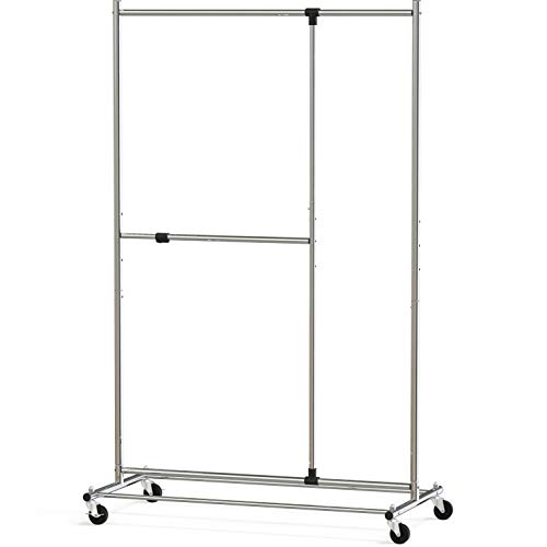 Simple Houseware Dual Bar Adjustable Garment Rack, Chrome, 72-inch Height
