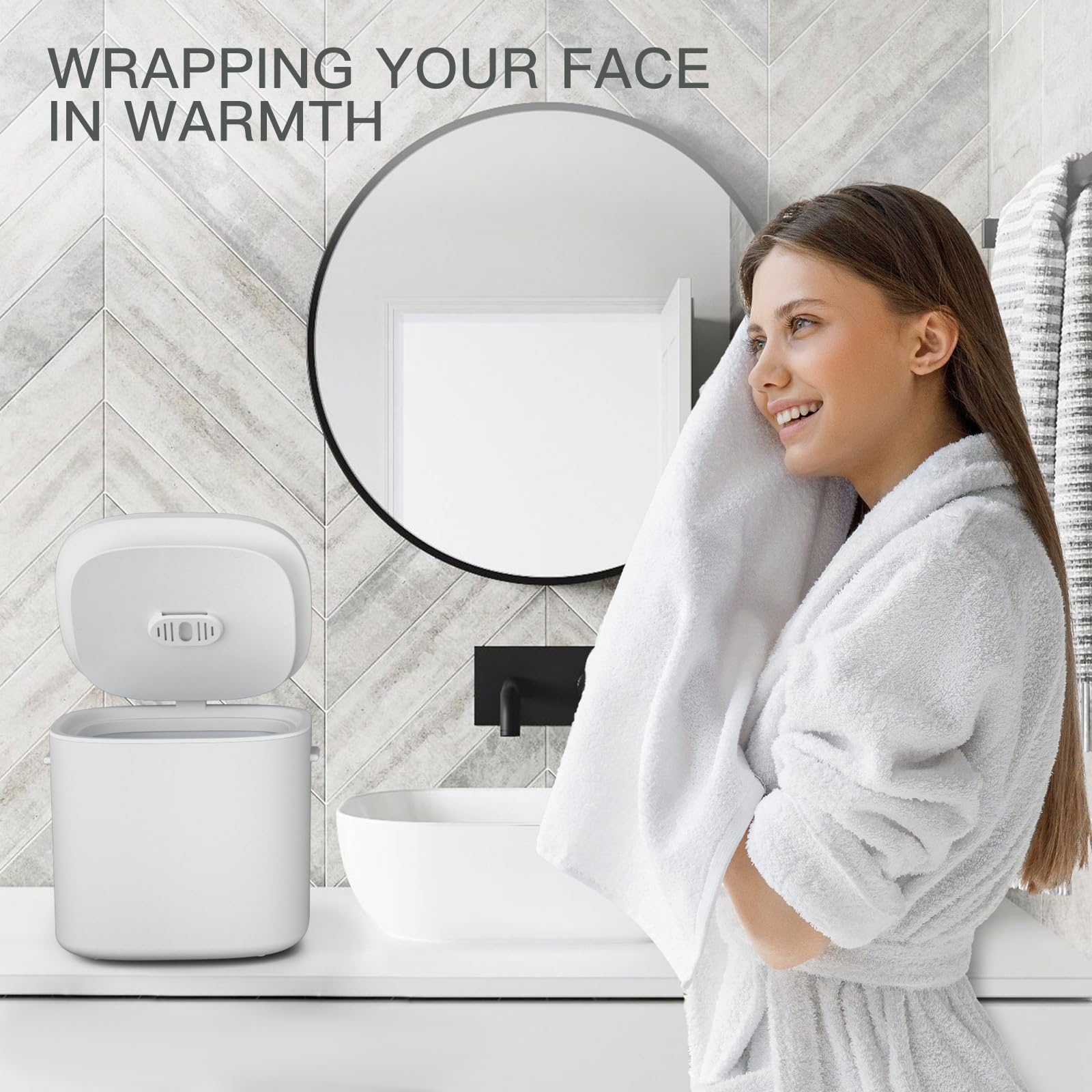 DOACE Towel Warmer Bucket, Small Hot Towel Warmer with LED Display, Heat Timer 20/40/ 60 Min, Up to 24 Hour Delay Timer, Fits Up to Two Oversized Towels,Gray A16