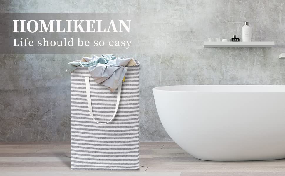 Homlikelan 2-Pack 77L Laundry Hamper with Handles,Collapsible Large Laundry Basket,Freestanding Storage Basket,Clothes Hamper for Toys Clothes Organizer Grey