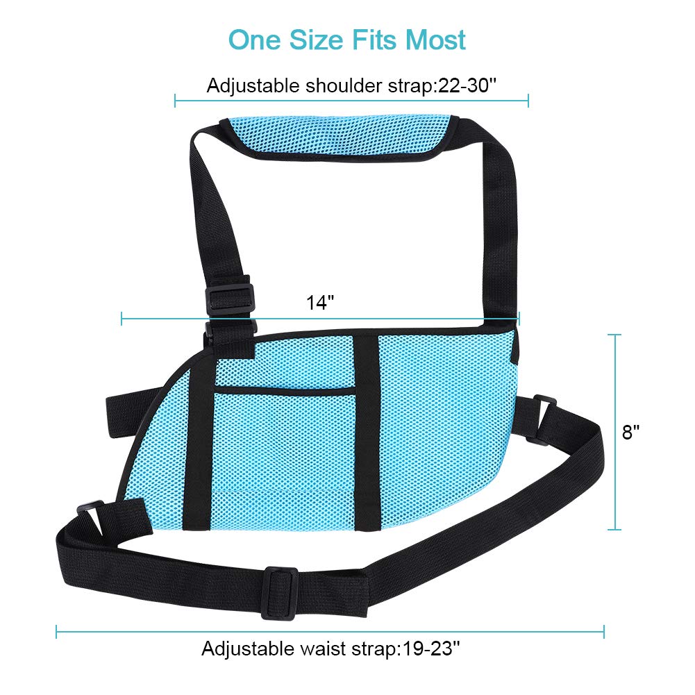 Arm Sling with Waist Belt, Blue Shoulder Support Sling, Adjustable Shoulder Immobilizer for Broken and Fractured Bones, Rotator Cuff, Arm, Shoulder Injury Support for Left and Right Arm